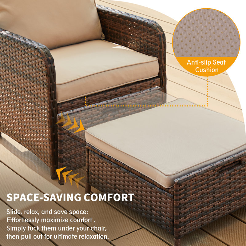 Red Barrel Studio Wicker Rattan 2 Person Seating Patio Conversation Sets With Ottoman Reviews Wayfair